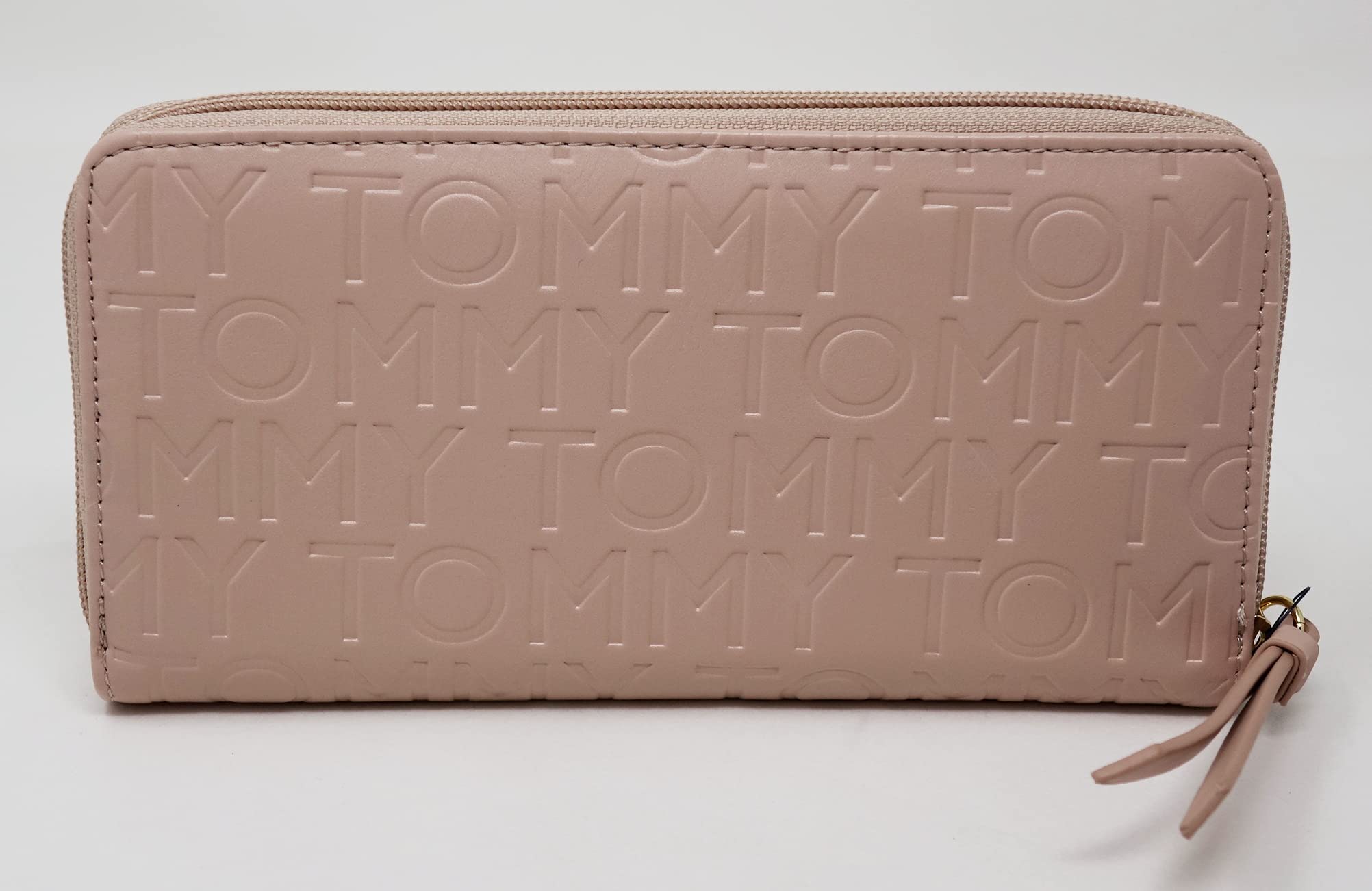 Tommy Hilfiger Women's Blush Pink Logo Debossed Zip Around Wallet Clutch Bag