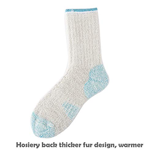 NEVSNEV 70% Merino Warm Wool Women Crew Socks - Hiking Outdoor Athletic Thermal Thickening Cushion (4pair Blue*4)