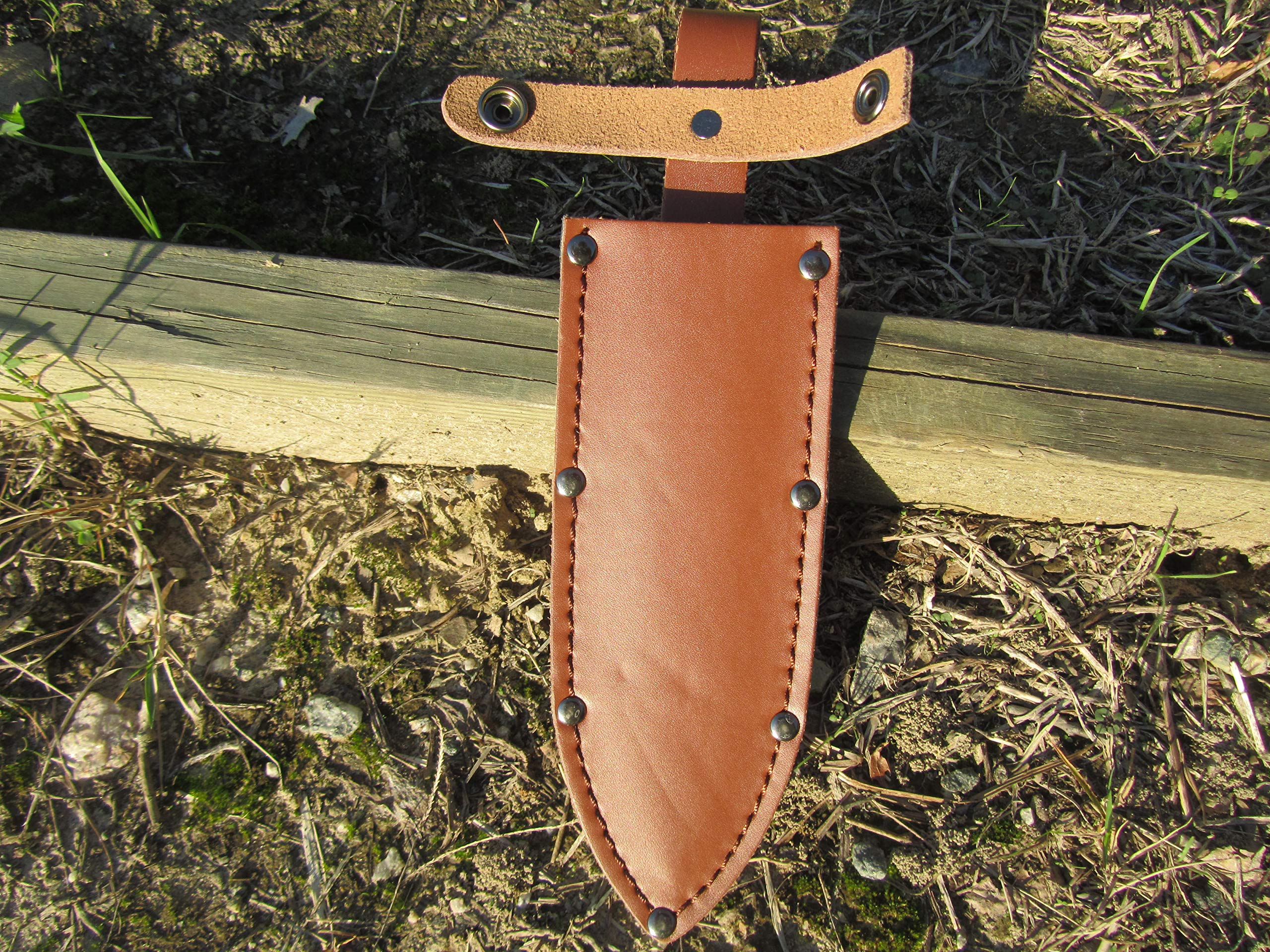 RiverView Enterprise Knife Sheath Riveted Genuine Leather - Up to 7-inch Single/Double Edge Blade β Riveted Belt & Handle Loops β Hori Hori, Hunting, Camping, Fishing, Tactical, Outdoor