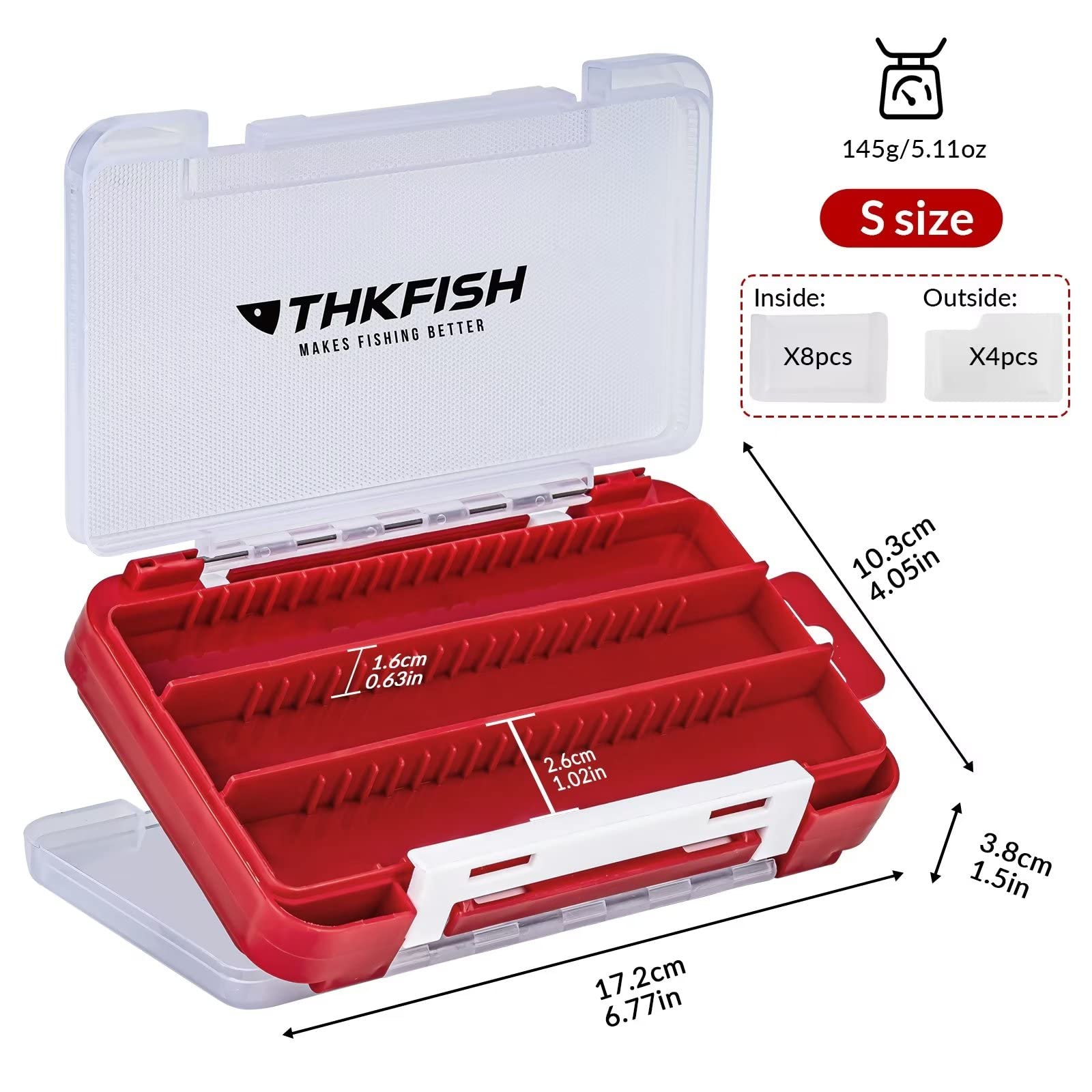 THKFISH Ice Fishing Jigs Kit Ice Fishing Lures for Walleye Perch Jigs C-50PCS + Double Sided Tackle Box S 2pcs
