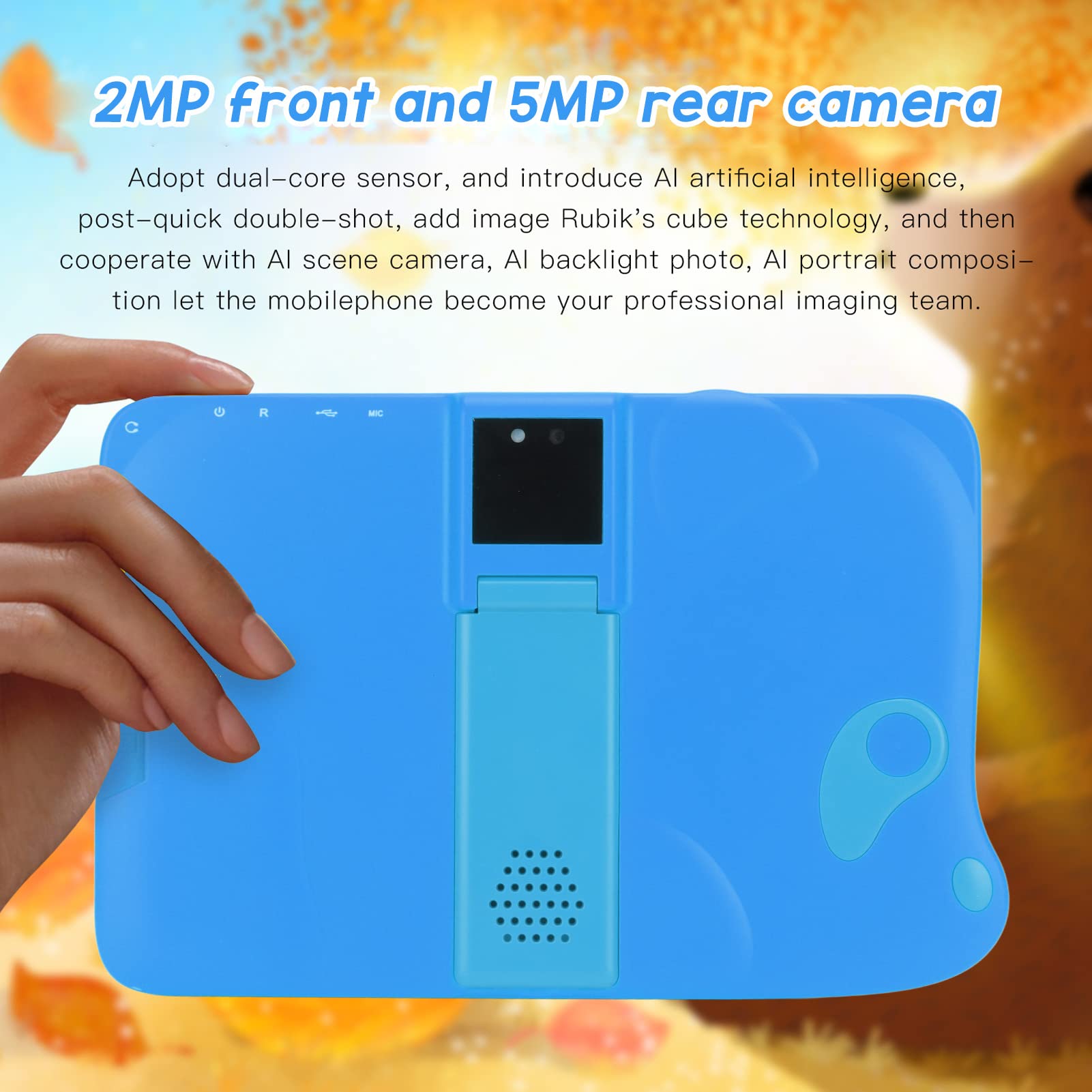 VINGVO 7 Inch Tablet, Blue Reading Tablet Octa Core CPU Dual Camera for Education (Blue)