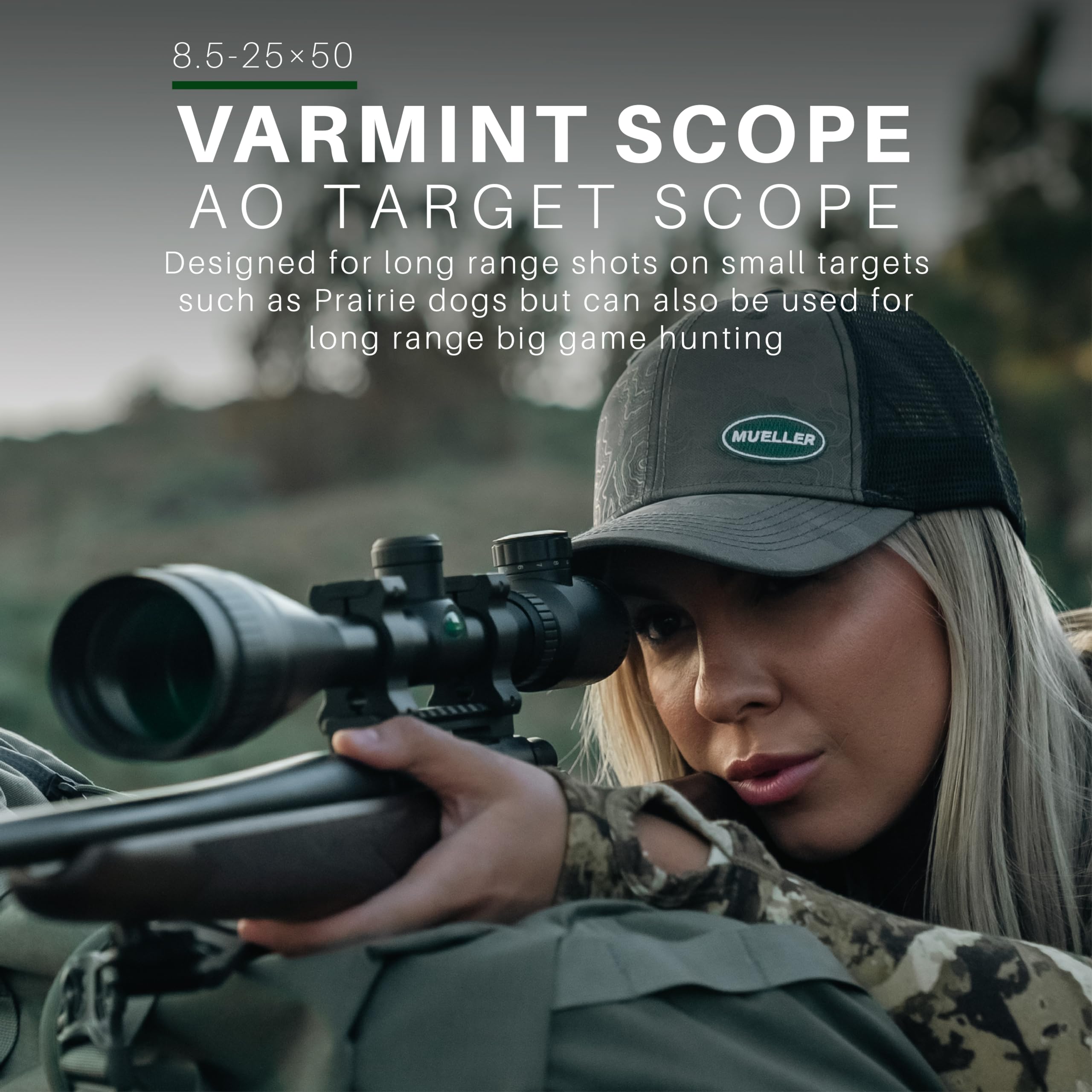 Mueller Optics 8.5-25×50 AO Long Range Target Scope (Silver)