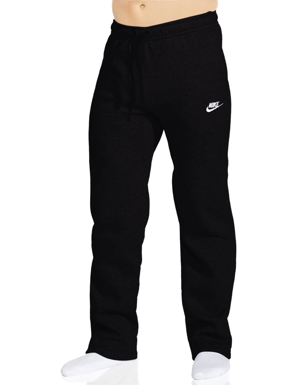 Nike Men's Sportswear Open Hem Club Pants, Obsidian/White, Large