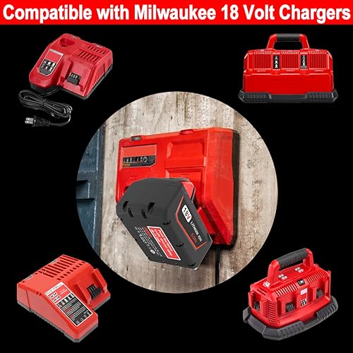 Rocivic 2 Packs Replacement for Milwaukee M18 Battery 6.0Ah, Compatible with Milwaukee m18 48-11-1860 48-11-1852 48-11-1850 48-11-1862 48-11-1812 Cordless Tools