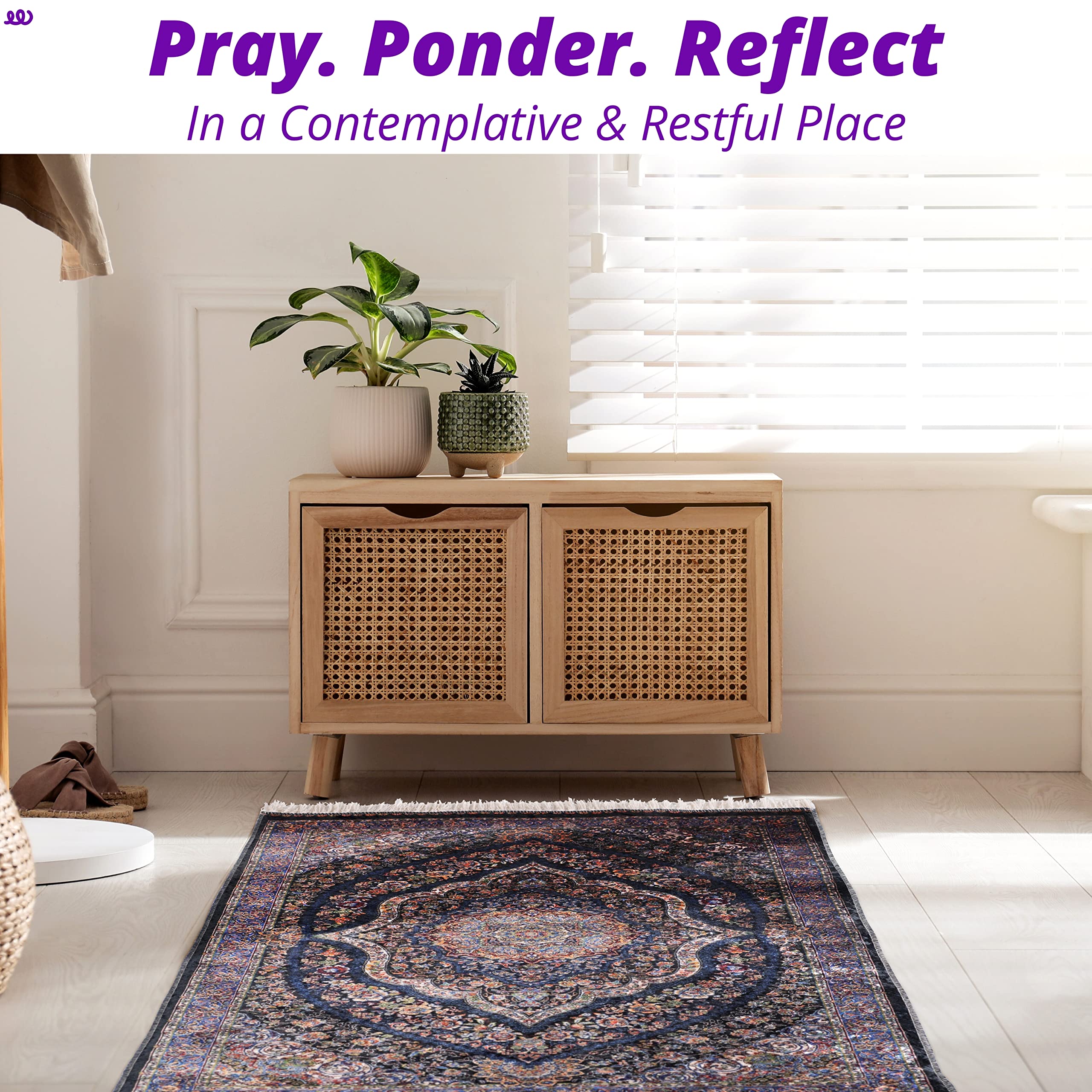 Sacred Artisans FAÍTH Turkish Prayer Rugs - Palace Purple, Lightly Padded | Soft Touch & Gift Ready