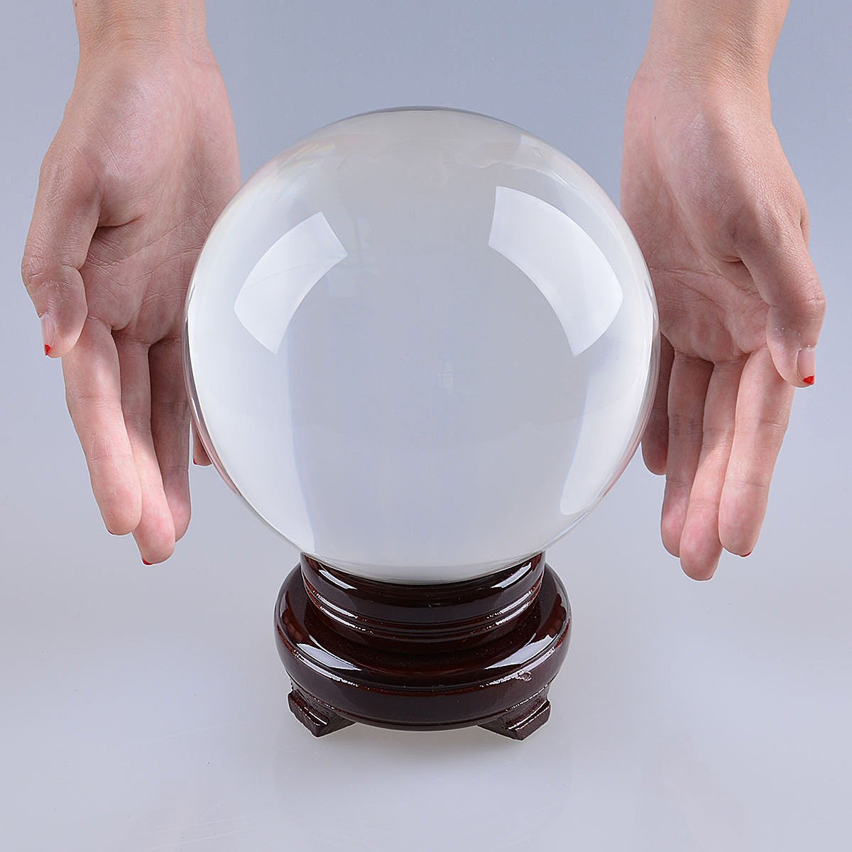 LONGWIN 150mm (5.9 inch) Divination Crystal Ball Glass Globe Sphere Free Wooden Stand