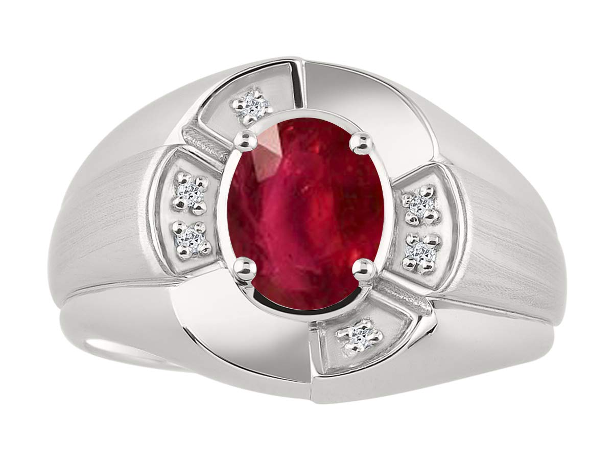 Rylos Simply Elegant Beautiful Red Ruby & Diamond Ring - July Birthstone*