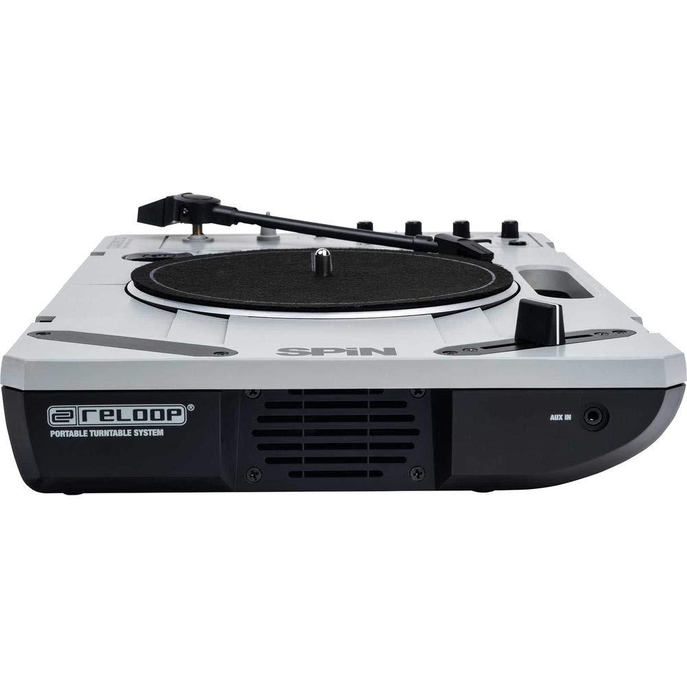 Reloop Spin Portable Turntable System with Scratch Vinyl with Polsen HPC-A30 Studio Headphones & Male Audio Cable (6') Bundle
