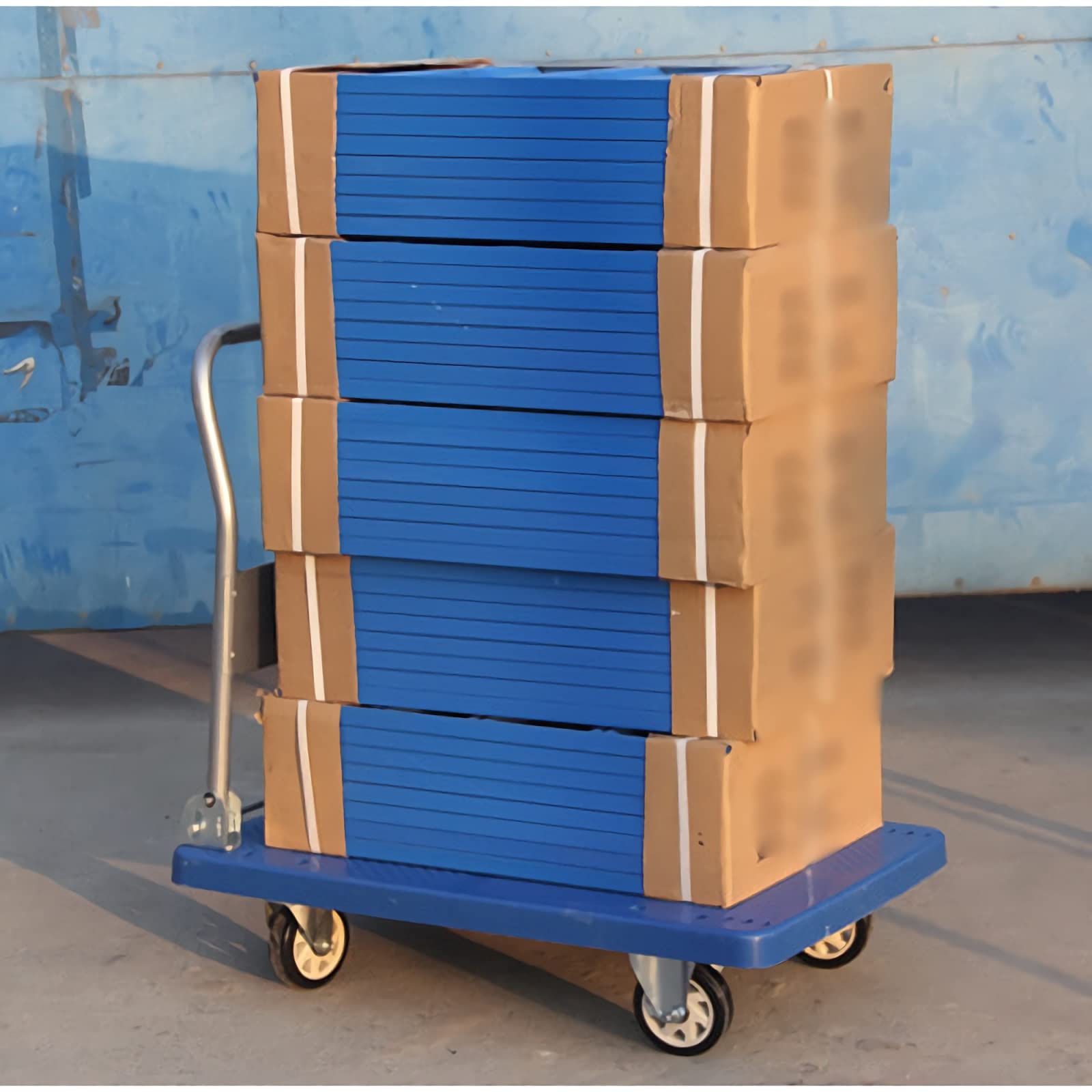 WALDOR Folding Hand Truck Platform Truck Foldable Push Cart Thickened Plastic Deck Metal Handle and Silent Wheels 360 Degree Moving for Indoor Outdoor Portable Dolly for Moving