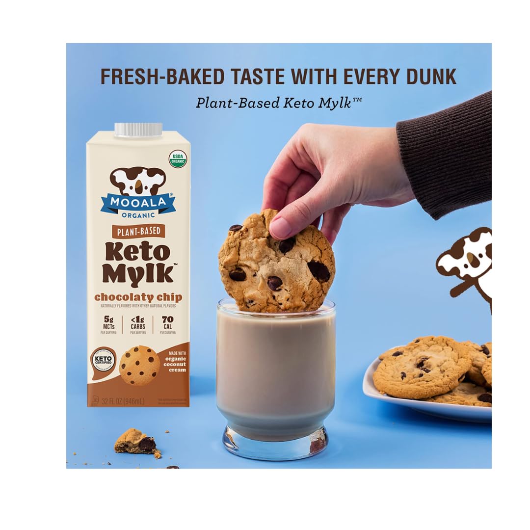 Mooala – Organic Chocolaty Chip Keto Mylk, 1L (Pack of 6) – Shelf-Stable, Non-Dairy, Gluten-Free, Soy-Free, Plant-Based Milk With < 1g Carb per Serving