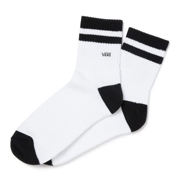 Vans Men's Half Crew Socks, White/Black (1 Pair), Size 6.5-9