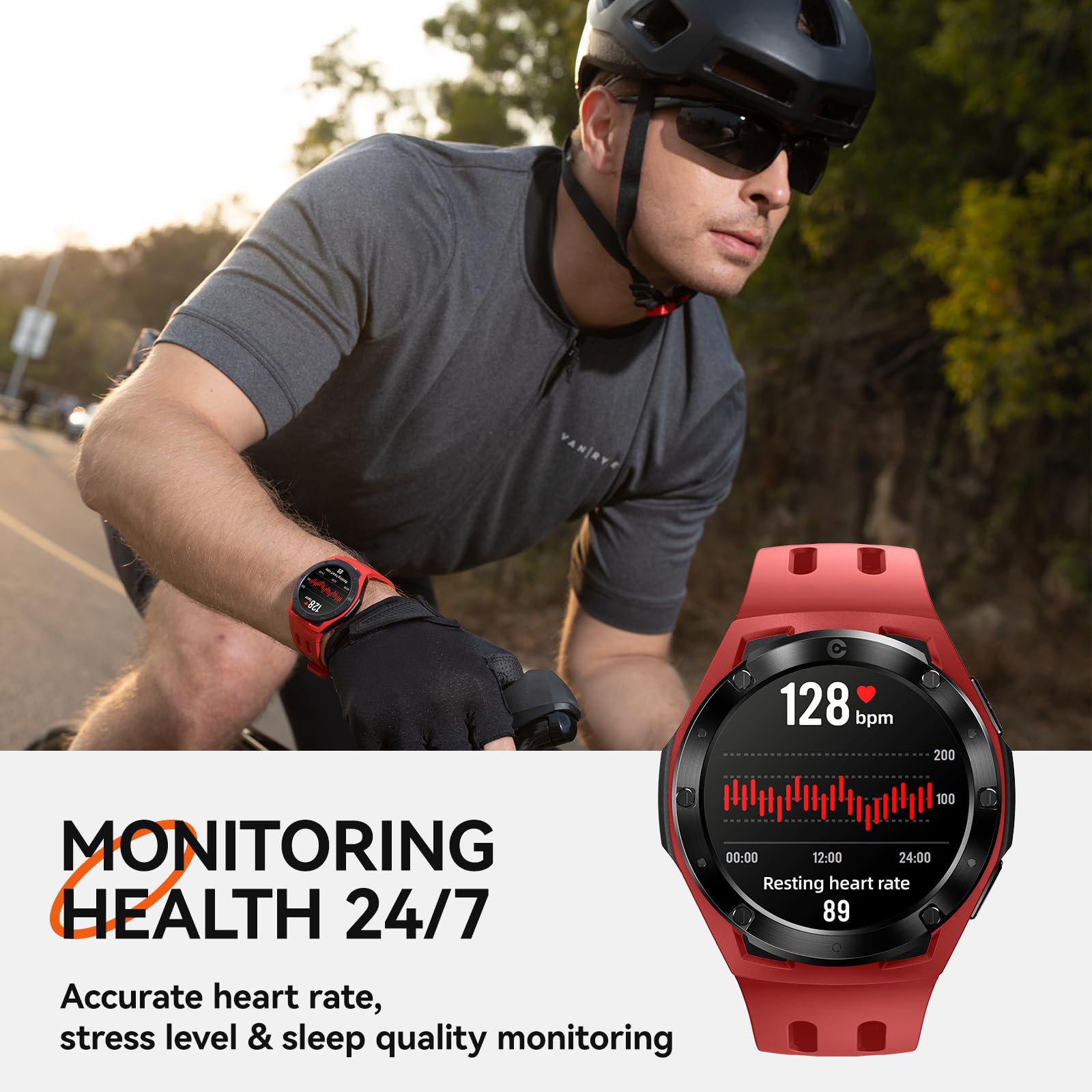 Mentech Xe1 Smartwatch, Lightweight Fitness Tracker with 1.2β Touch Screen, 110 Sport Modes, GPS, Sunlight-Visible, 5ATM Waterproof, 14-Day Battery Life, for Android and iOS Phones
