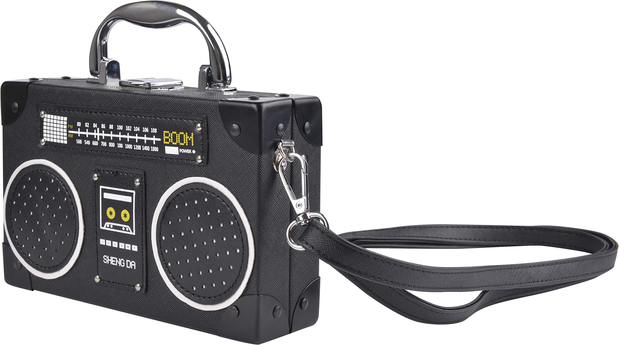 QZUnique Tape Shaped Shoulder Bag Radio Recorder PU Crossbody Bag Women's Retro Evening Bag Handbag Clutch Purse