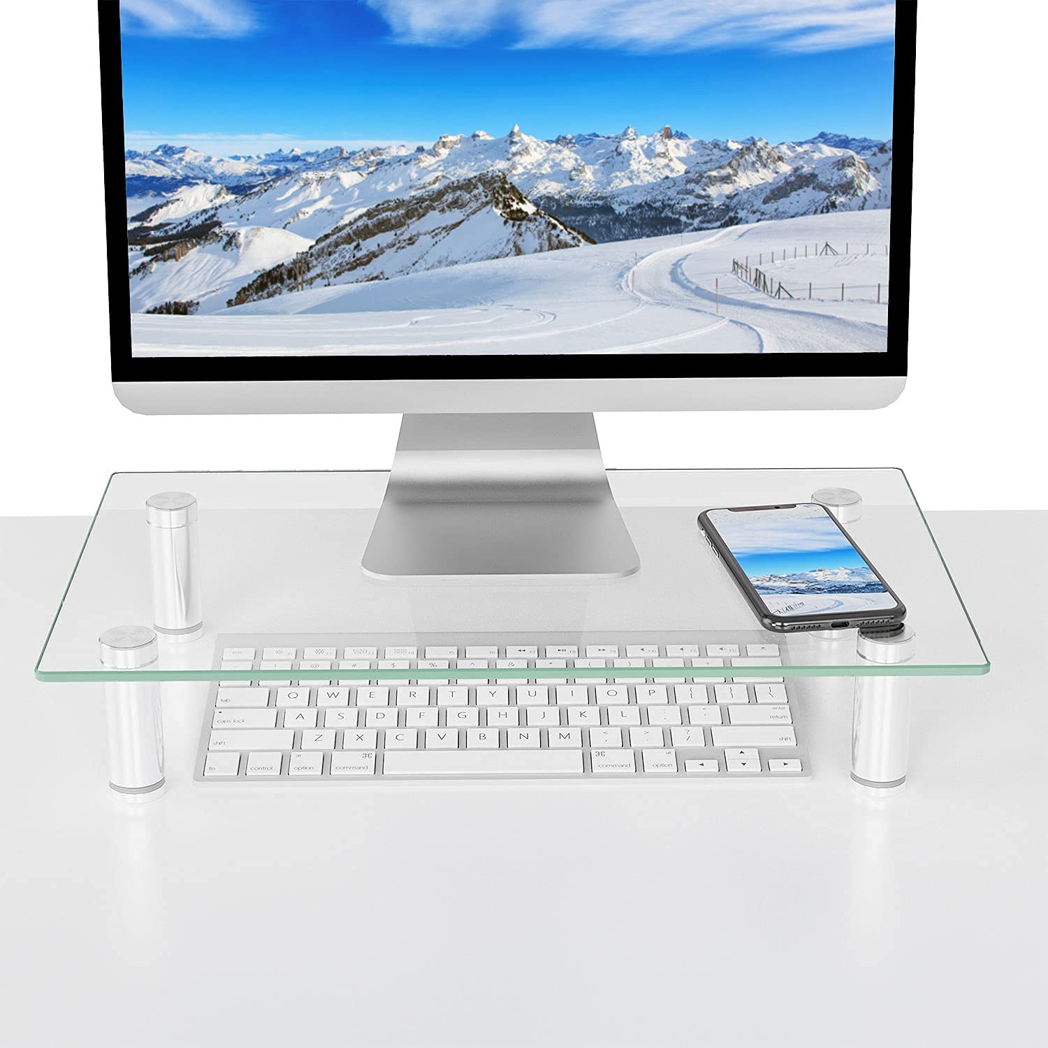 WALI Bundle – 2 Items: Tempered Glass Monitor Riser 2 Pack and Tempered Glass Monitor Riser 1 Pack
