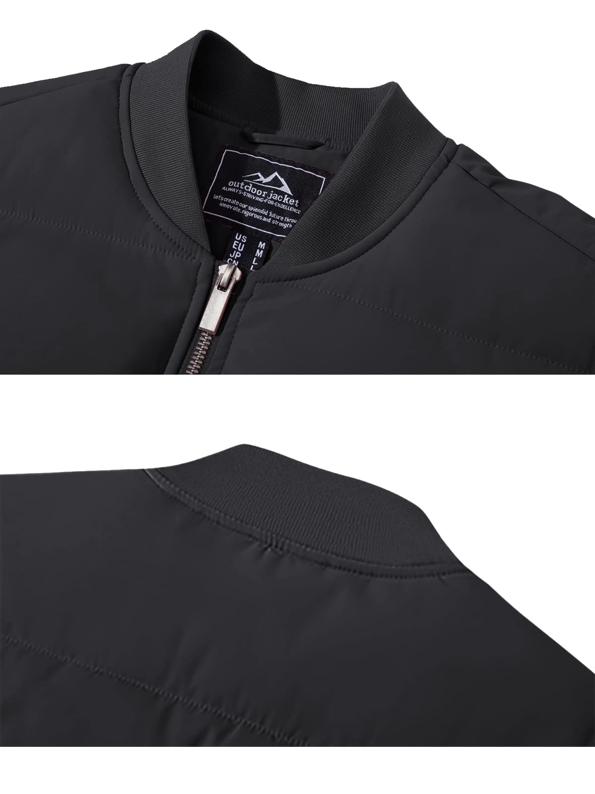 MAGNIVIT Mens Winter Jackets Light Weight Jacket Athletic Jacket Winter Coats Work Jackets Black Bomber Jacket Windbreaker Jacket