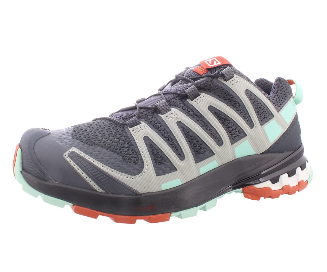 Salomon XA PRO 3D v8 Trail Running Shoes for Women, Ebony/Yucca/Mecca Orange, 7.5