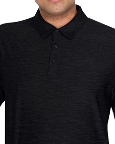 Three Sixty Six Golf Shirts for Men - Dry Fit Short-Sleeve Polo, Athletic Casual Collared T-Shirt Pure Black