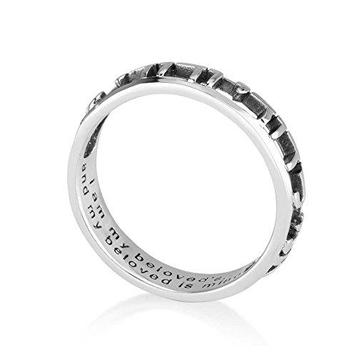 Marina Meiri 925 Sterling Silver Openwork Ring,Womens or Mens I Am My Beloved's in Hebrew and English