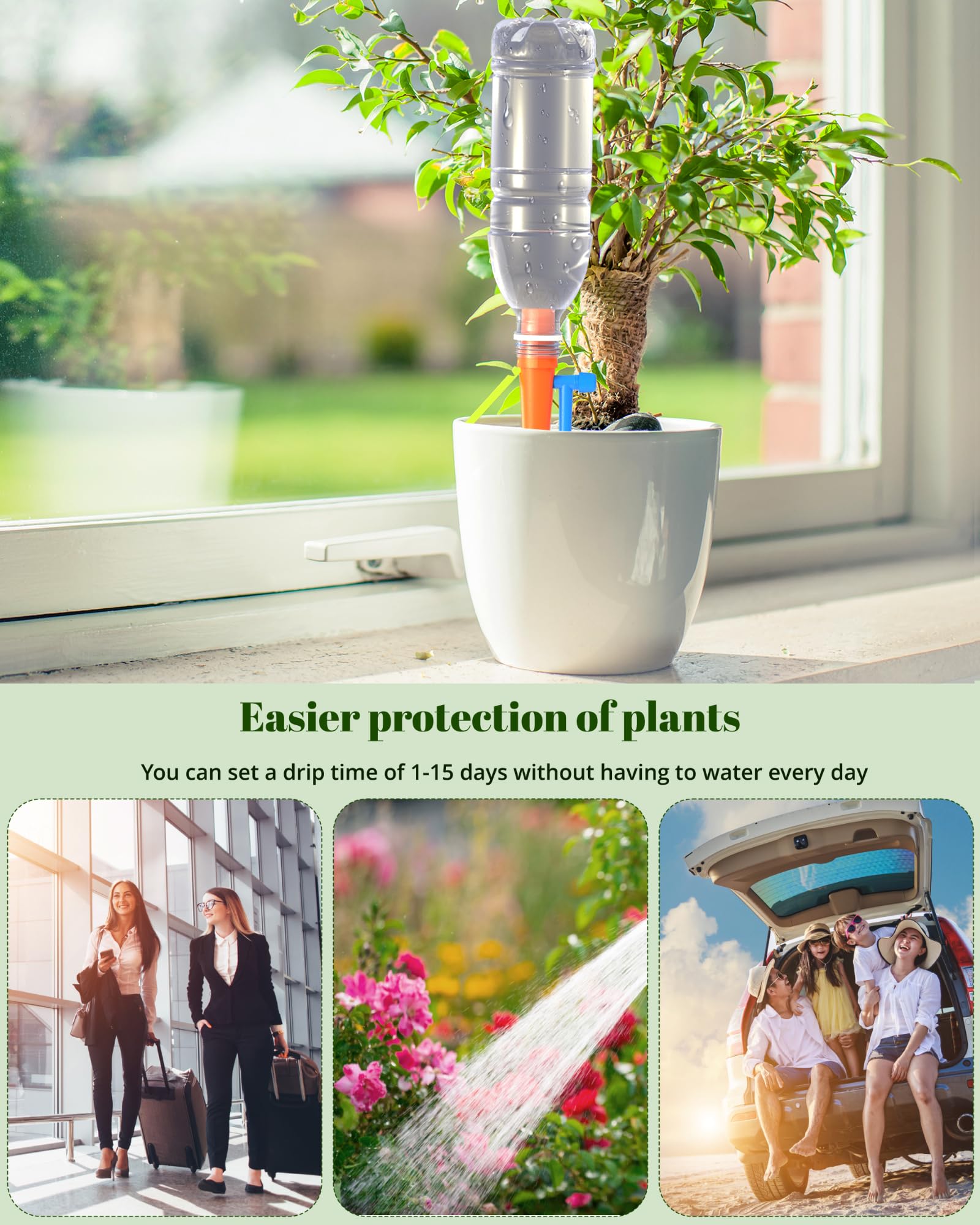 XpenGeny 【New】Plant Self Watering Spikes Devices, Automatic Plant Drip Irrigation System with Slow Release Control Valve Switch,Adjustable Plants Waterer Devices (12, Yellow + Green)