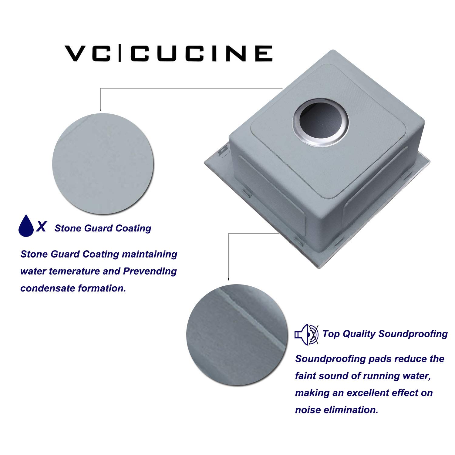 VCCUCINE Black Bar Sink Drop in, 13 x 15 Inch Topmount RV Small Kitchen Sink, Handmade Stainless Steel Wet Bar Sink, Outdoor Single Bowl Prep Sink with Dish Grid & Drain