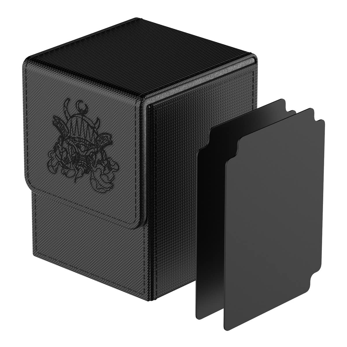 ULTRGEE Deck Box for MTG Cards, Magnet Card Box with 2 Dividers per Holder, Large Trading Card Case Fit for up to 110 Cards-[Ghost Design] (Black)
