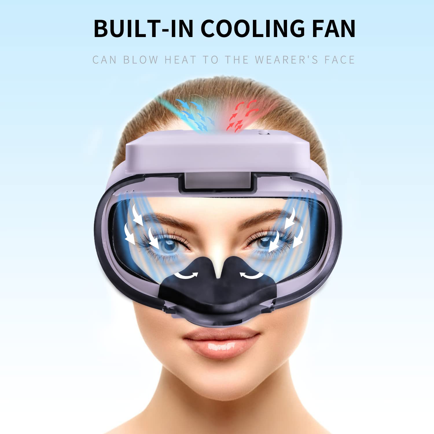 TechKen Cooling Fan Face Cover for Meta Quest 2 Accessories with 2 Soft Face Cover, A2 Pro Quest 2 Cooling Fan Active Air Circulation Ventilation to Relieve Lens Fogging (3 Speeds)