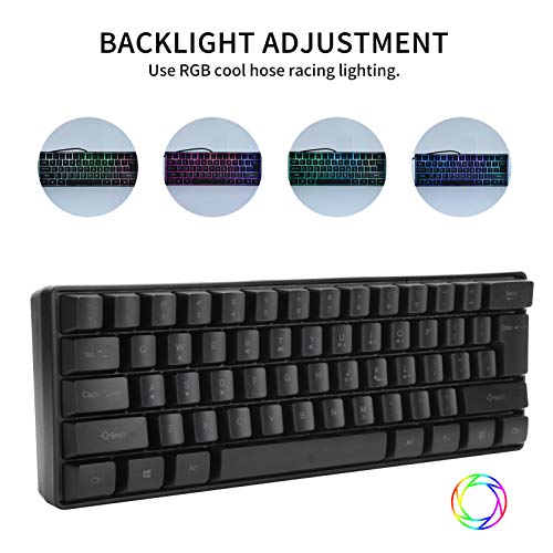 Yoidesu Universal Black RGB Backlight Wired Keyboard Support Plug and Play, Laptop Desktop Multi Function 61 Keys Gaming Keyboard, Suitable for Home and Office Use.