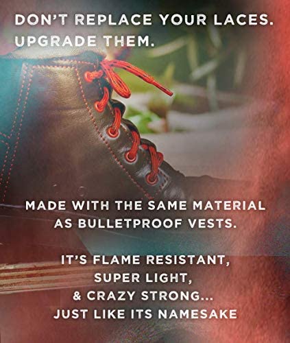Mercury + Maia Honey Badger Survival Paracord Boot Laces - 7 Strand Nylon Core - Made in USA (Red, 54 inches, 1 Pair)