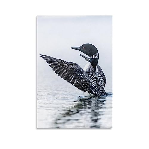 Loon Bird Wings Beautiful Canvas Poster Bedroom Decor Sports Landscape Office Room Decor Gift,Canvas Poster Wall Art Decor Print Picture Paintings for Living Room Bedroom Decoration 8x12inchs(20x30cm)
