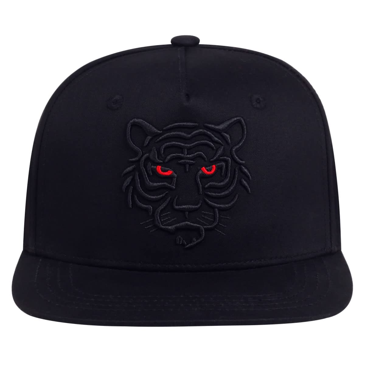 VORON Tiger Hat Snapback Hat for Women & Men Adjustable Fun Baseball Cap Flat Bill Visor Trucker Cap Unisex Black