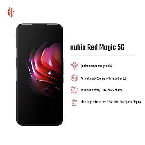nubia RedMagic 5G Gaming Phone 8GB RAM + 128GB ROM/Smartphones with Qualcomm Snapdragon 865/144Hz: Refresh Rate 6.65″ AMOLED Display/64MP Triple Camera NFC(Black