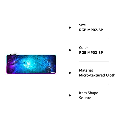 NPET MP02-SP Gaming Mouse Pad, Cloth Mouse Pad, Anti-Slip Base, RGB Backlit, Stitched Edges, Water-Resistant, Optimized for Gaming Sensors, XL