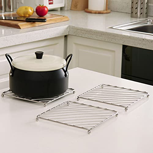 Stainless Steel Trivets for Hot Pots and Pans, VIDAYA Luxury Metal Pot Holders -Multi-Use Great Heat Resistant Hot Pads for Kitchen Counter, Upgrade Enlarged Diameter Hot Plate Holder (3 Pack)