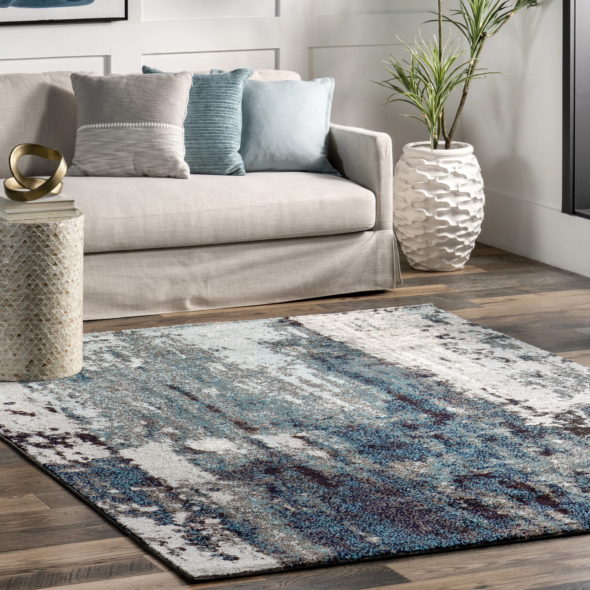 nuLOOM Haydee Glacial Abstract Area Rug, 10x14, Blue