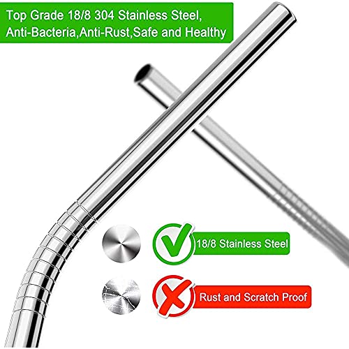 Vinaco Stainless Steel Boba Straws, 0.5'' Extra Wide Reusable Metal Drinking Straws for Milkshakes, Bubble Tea, Smoothie, Set of 6 Jumbo Drinks with 1 Cleaning Brush