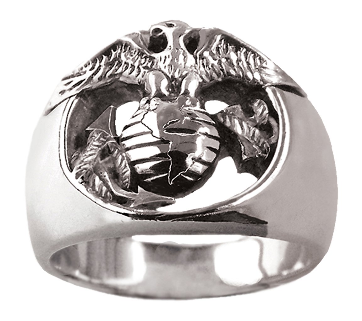 Marine Corps Ring by Mike Carroll, Sterling Silver, Size 12