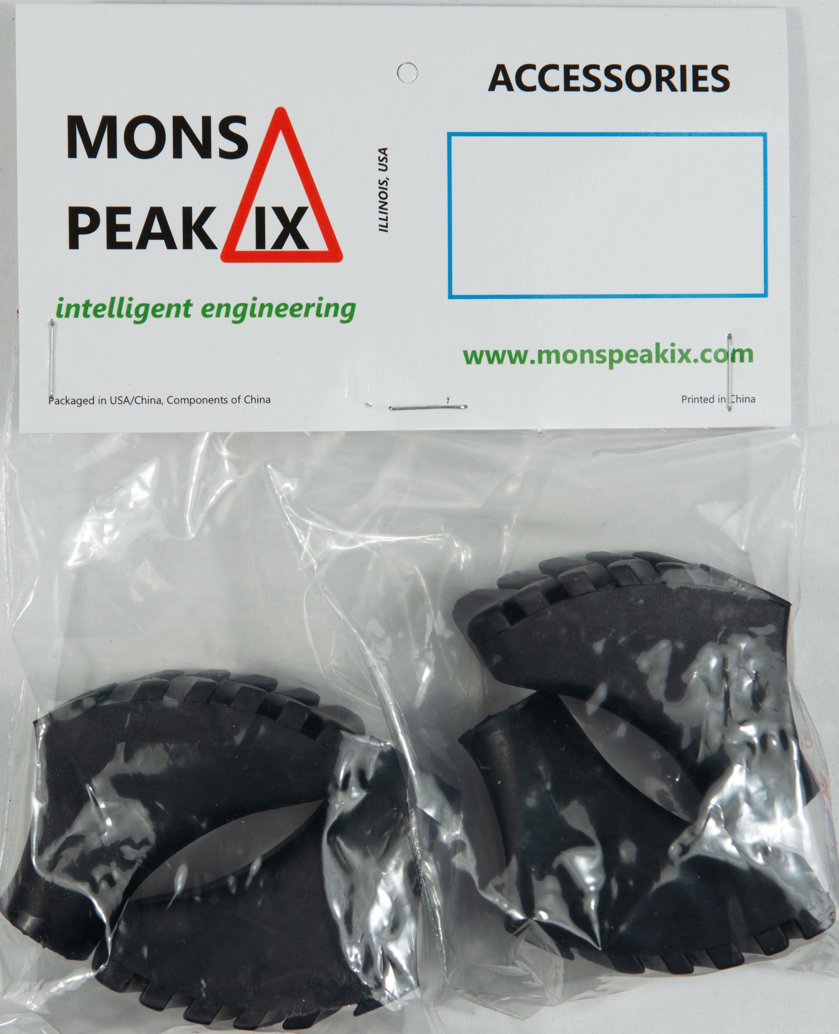 Mons Peak IX Trekking Hiking Nordic Walking Sticks Poles Cane Rubber Tips (4-Pack) Replacement Tip Protectors with Traction Grip Treads