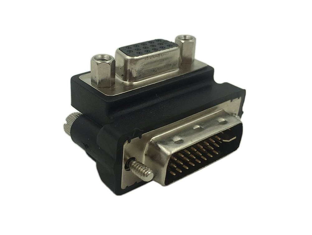 Nightwolf ® Right Angle 90 Degree L Style DVI-I 24+5 Analog Digital Male to VGA Female Adapter Convert Cable for HDTV LCD