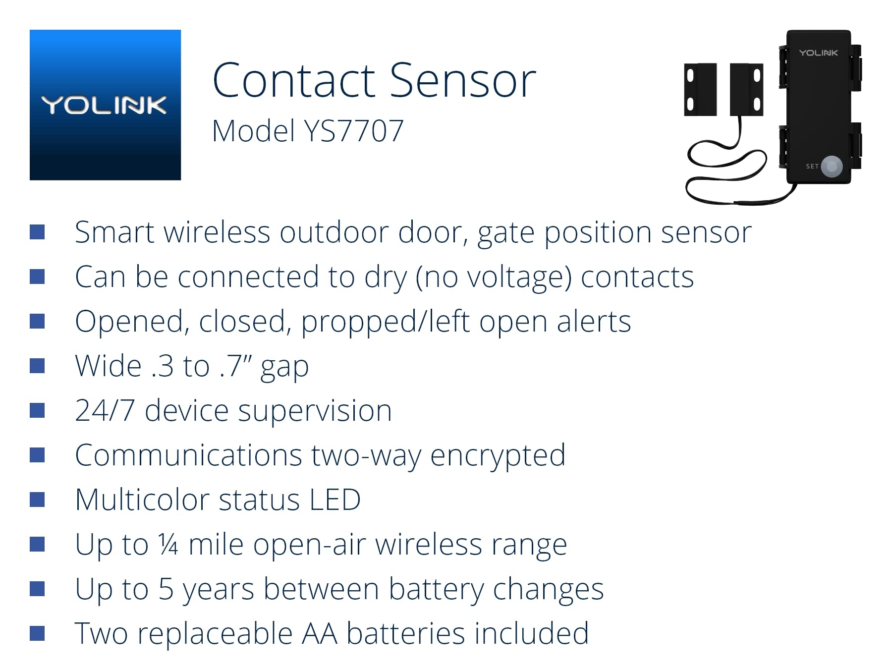 YoLink LoRa Smart Outdoor Contact Sensor & SpeakerHub Starter Kit: SpeakerHub Audio hub, (2) Gate & Shed Door Sensors, Email/SMS/Push Alerts, 1/4 Mile Open Air Range, Alexa, IFTTT, Home Assistant