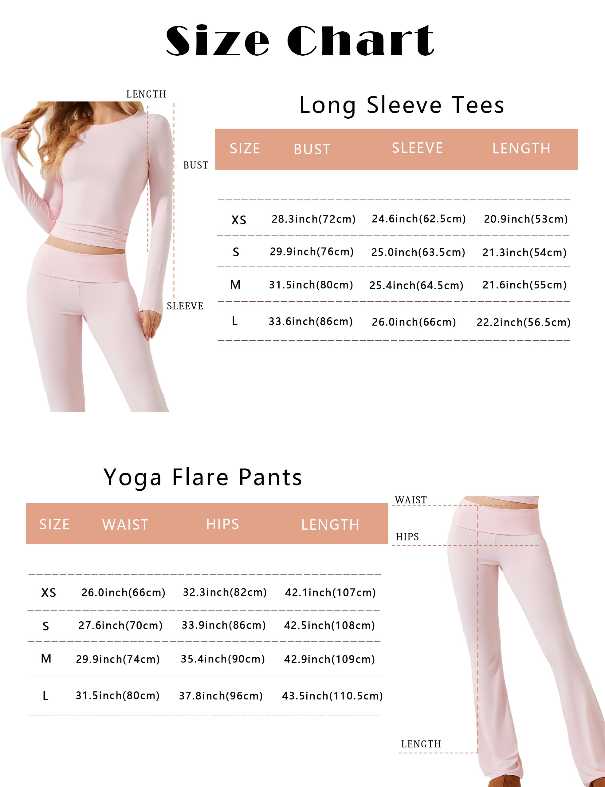 MISSACTIVER Women's Two Piece Outfit Basic Long Sleeve Crop Top and Low Rise Flare Pants Set Lounge 2 Piece Yoga Tracksuit(Pink, Medium