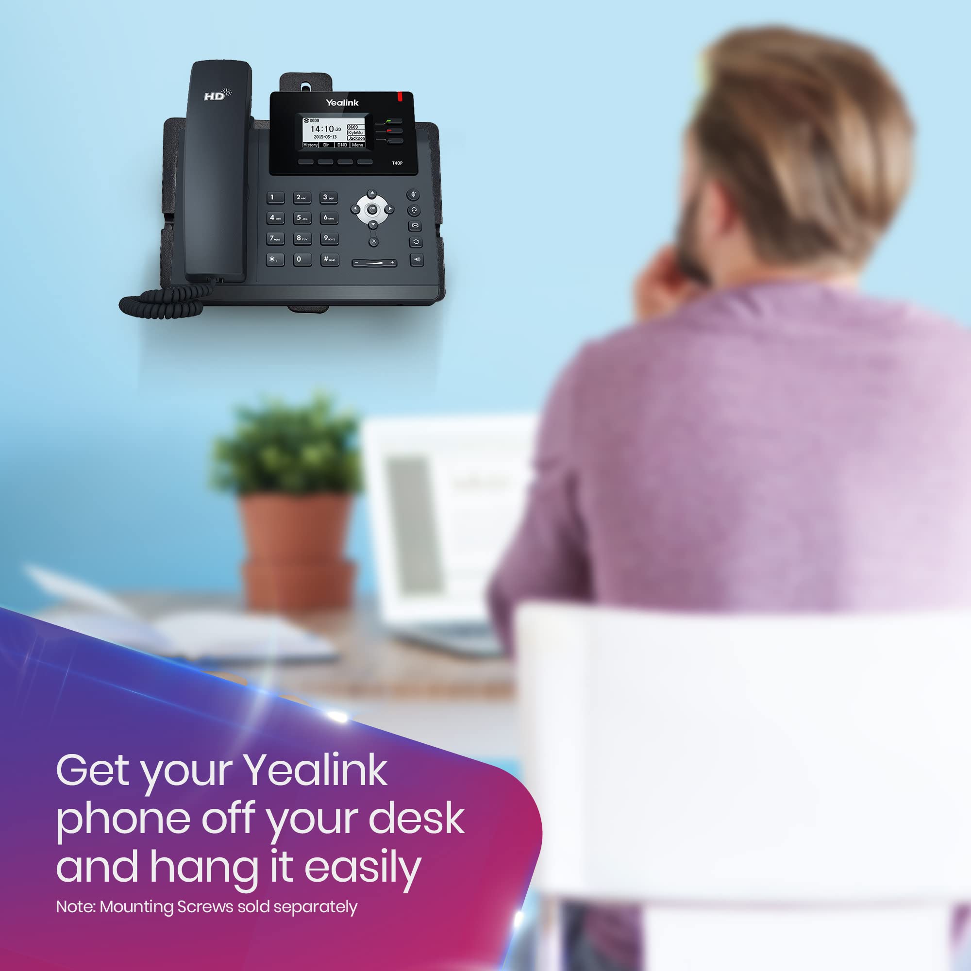 Yealink Wall Mount Bracket (Pack of 10) for Yealink Phones T40P, T41P, T42G, T42S with Global Teck Microfiber Cloth