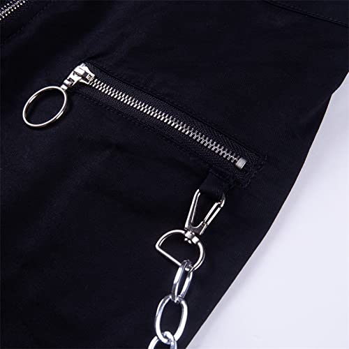 Steampunk Leggings for Women Harajuku Y2k E-Girl Emo Pants TIK Tok Party Trouser with Chain Pockets