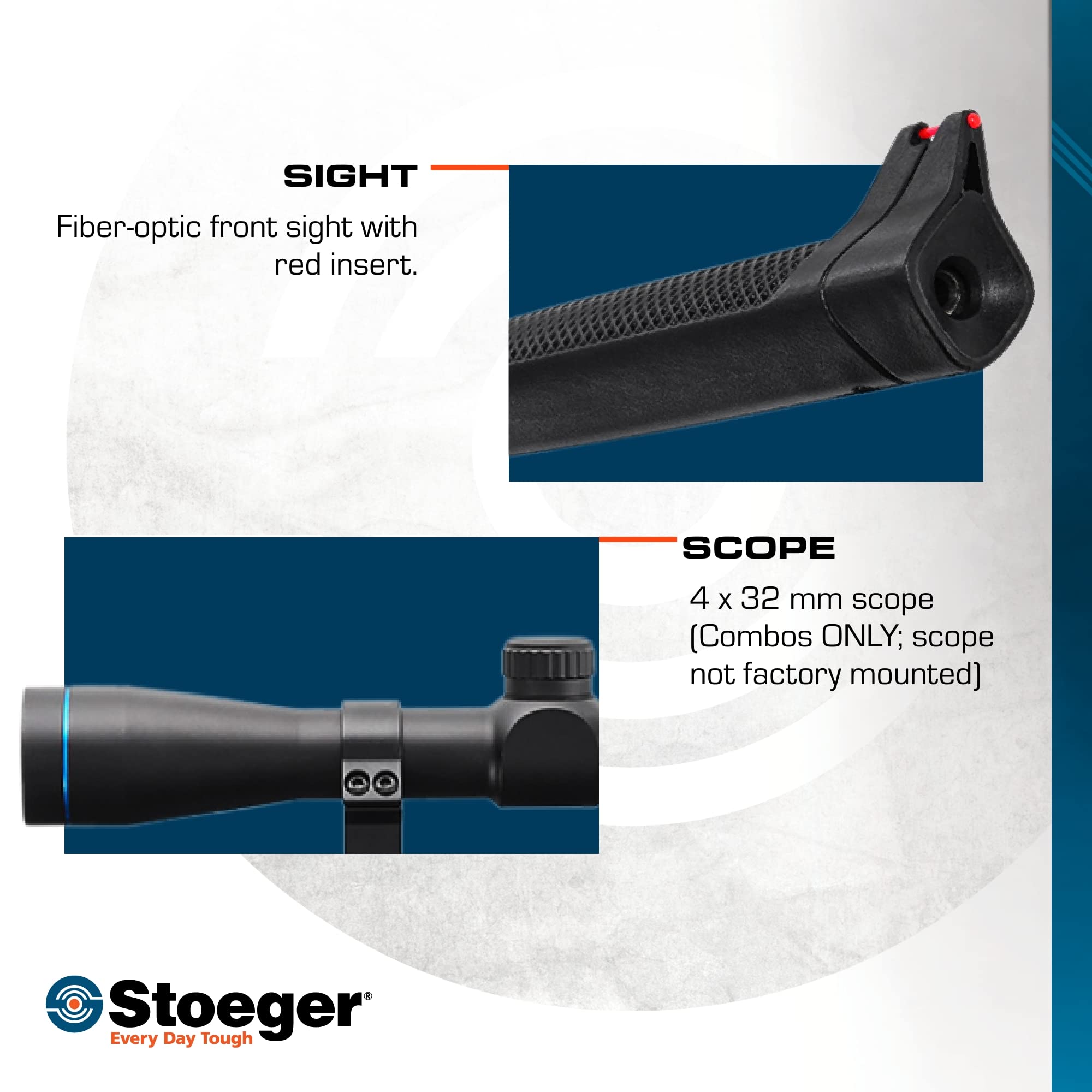 Stoeger S3000-C Compact Airgun Combo - .177 Caliber - Hardwood with Fiber-Optic Sights Combo - Includes 4 x 32 Scope