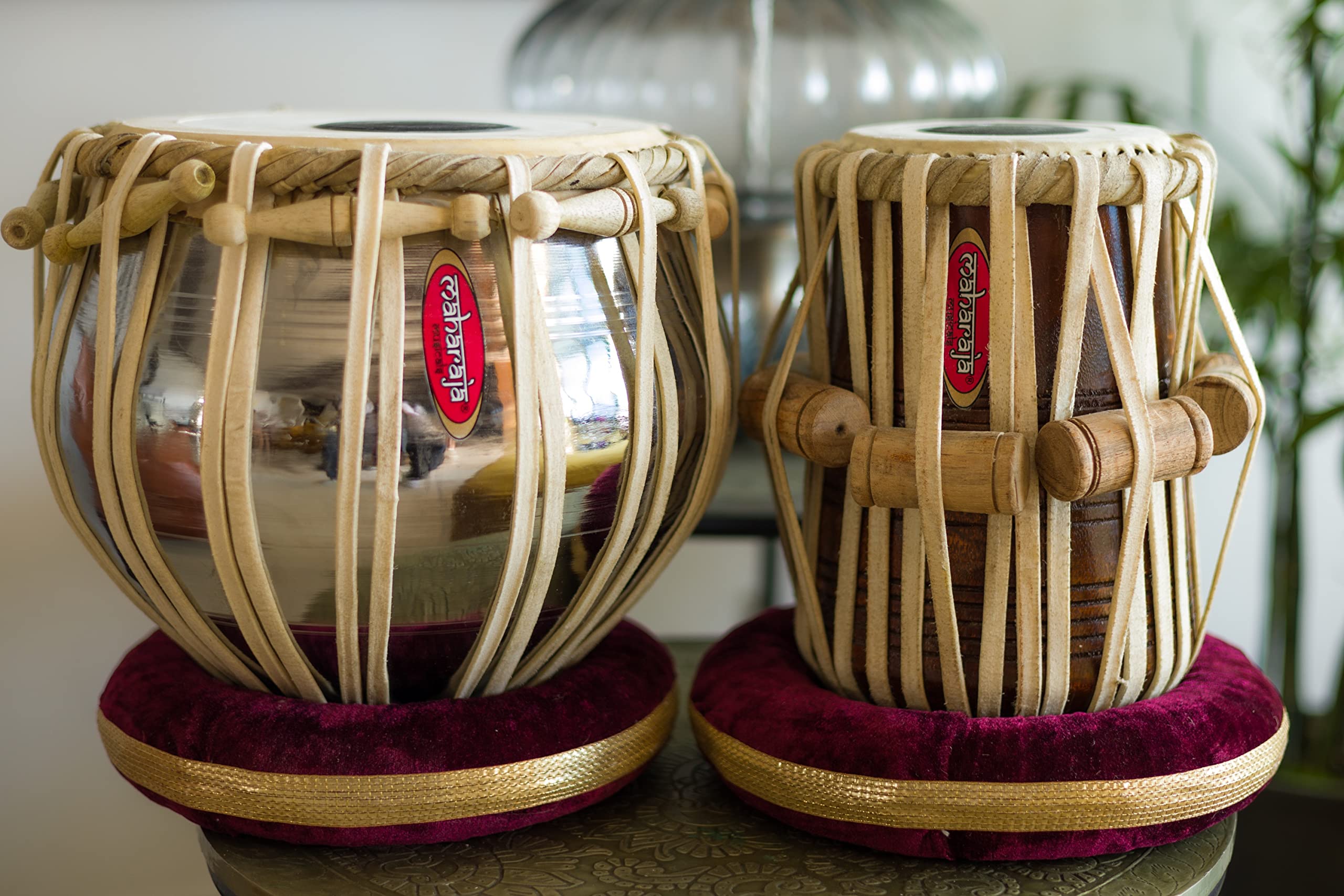 MAHARAJA Basic Tabla Set, Student Tabla Set, Steel Bayan, Dayan, Hammer, Cushions & Cover - Perfect Tablas for Students and Beginners on Budget, Tabla Drums, Indian Hand Drums (PDI-IB)