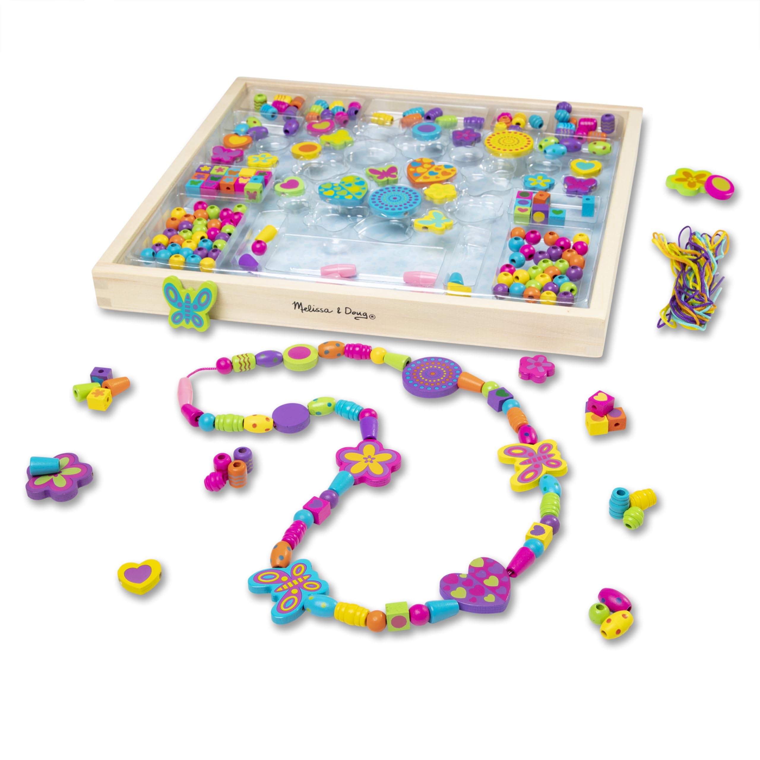 Melissa & Doug Created by Me! Bead Bouquet Deluxe Wooden Bead Set With 220+ Beads for Jewelry-Making, for 4+ years, Multicolor, 9Β½