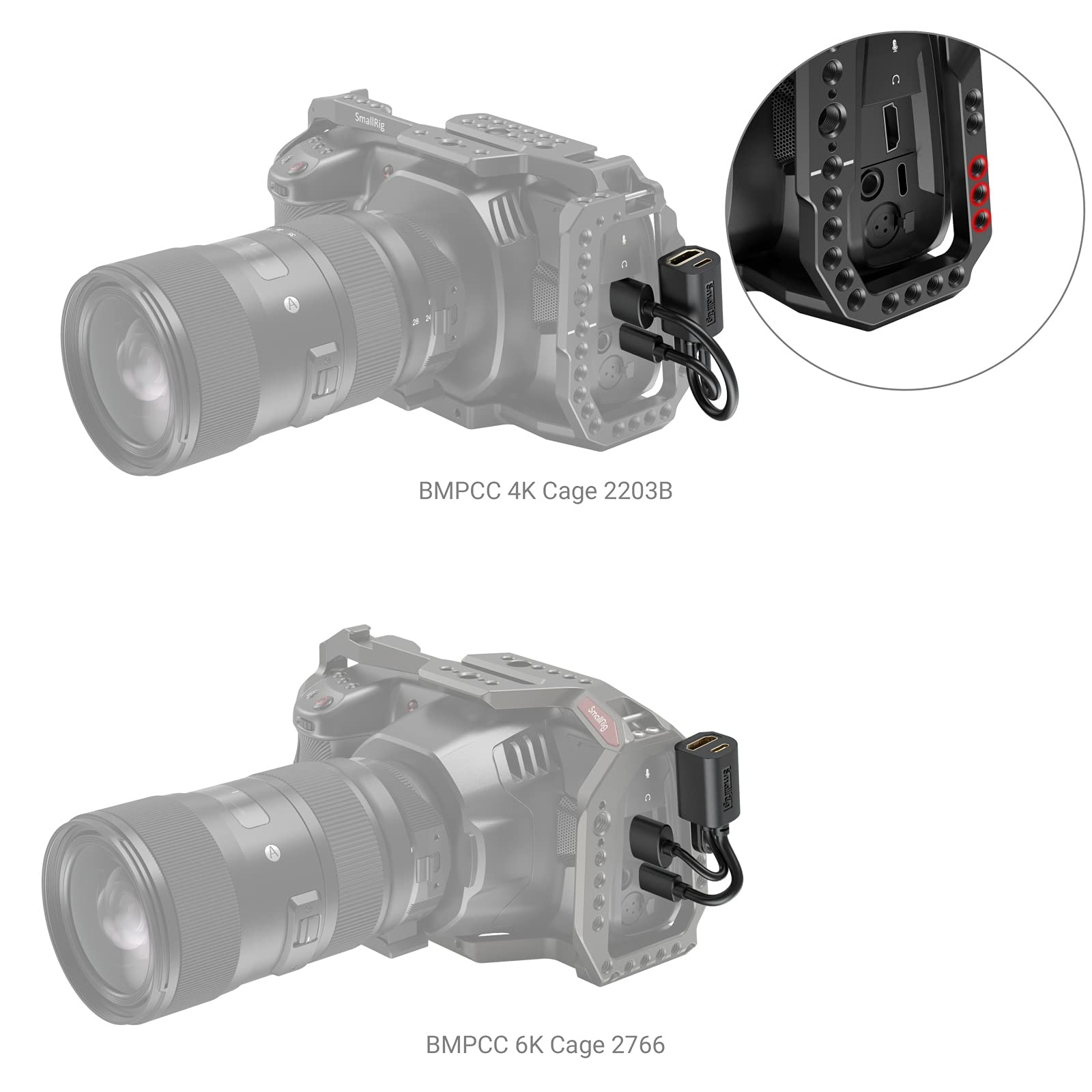 SMALLRIG USB/Type-C Data Cable Adapter for Blackmagic Pocket Cinema Camera for BMPCC 6K/4K Camera Cage - 2960