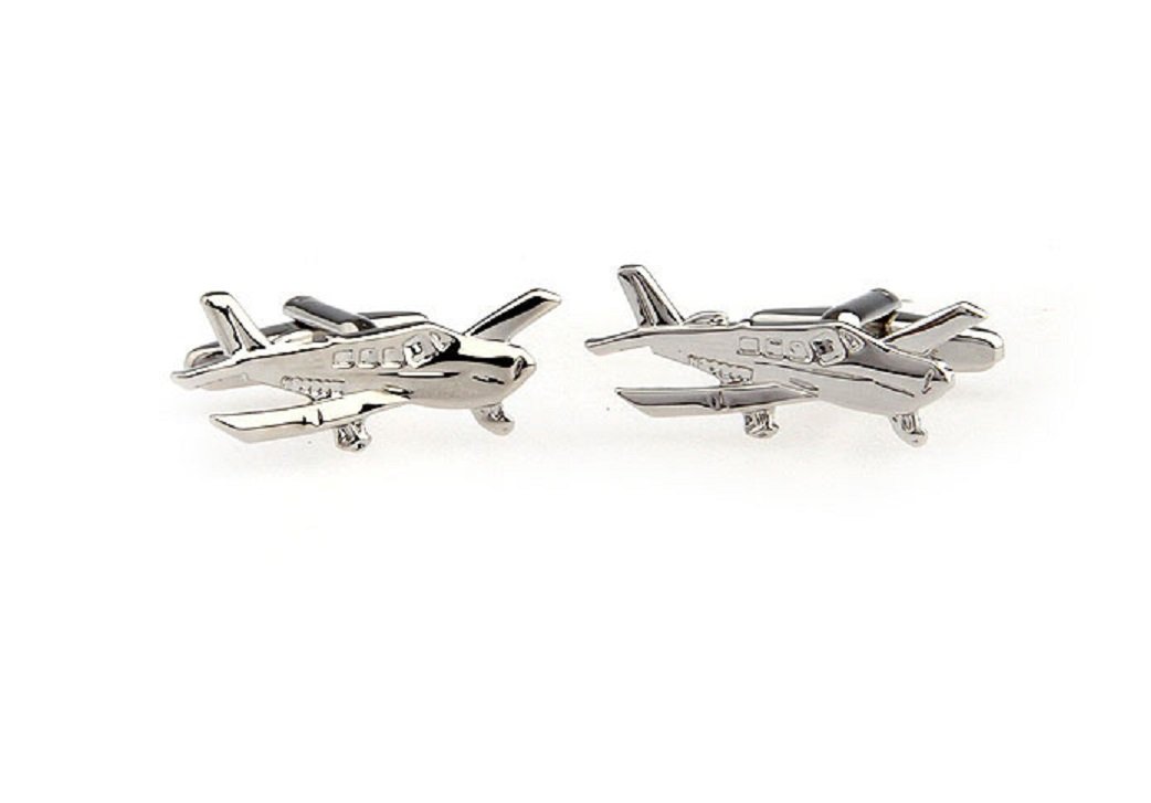 MRCUFF Airplane Plane Cessna Pilot Pair of Cufflinks in a Presentation Gift Box & Polishing Cloth