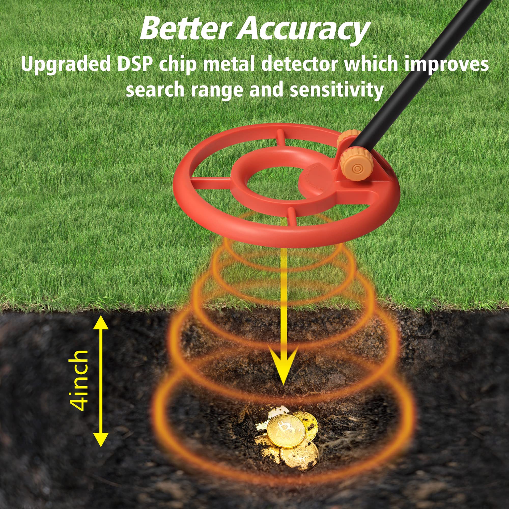 PANCKY Metal Detector for Kids, Junior Metal Detector with LCD Display,Adjustable Stem and Carrying Bag,Lightweight Gold Detectors Advanced DSP Chip 7.5" Waterproof Coil - PK1003