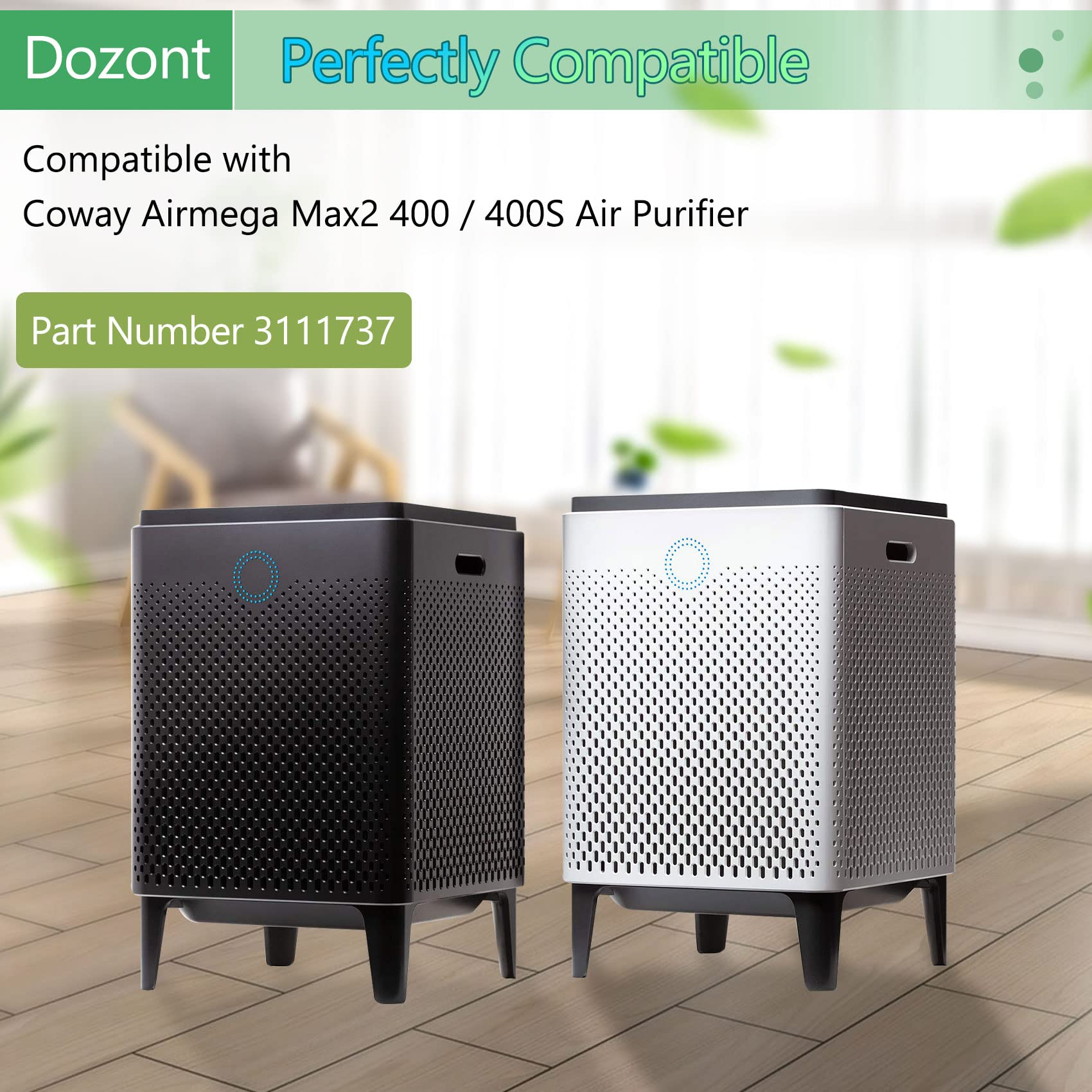Upgrade Apple Green 400 400s Max 2 Air Filter Compatible with Coway Airmega 400/400S Max 2 Air Purifiers,AP-2015-FP,Green True HEPA and Active Carbon Filter Set,1 Sets (2Packs),Apple Green