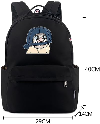Roffatide Anime Demon Slayer Backpack for Women Man Hashibira Inosuke Printed Laptop Backpack Lightweight Nylon Daypack Travel Backpack Black